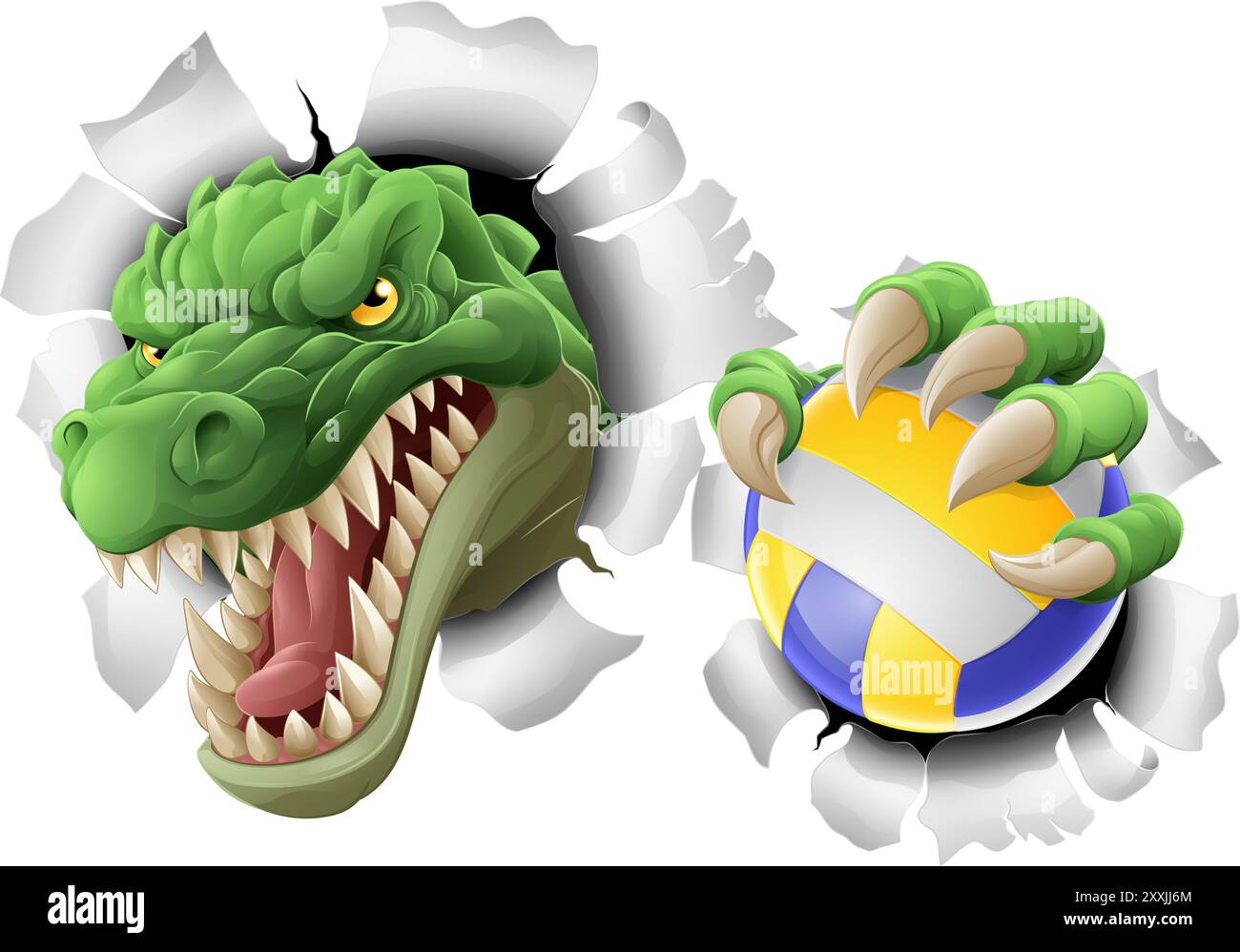 Alligator Crocodile Dinosaur Volleyball Mascot Stock Vector Image & Art ...