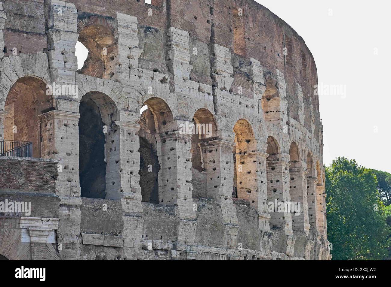Rome Italy, 18 August 2024, Partial upward view of the colosseum in ...