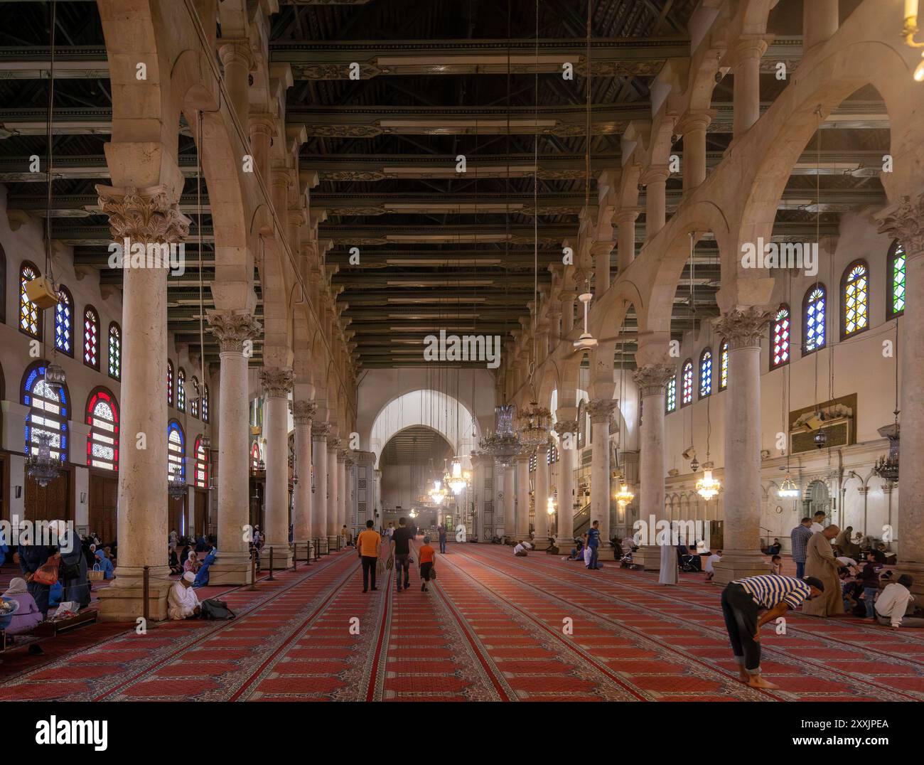 interior of prayer hall, Great Mosque of Damascus, Syria Stock Photo ...