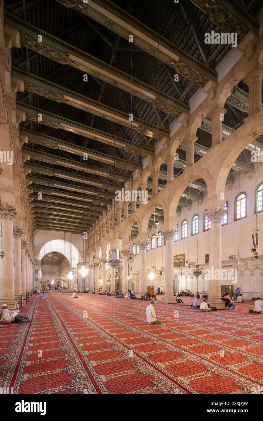 interior of prayer hall, Great Mosque of Damascus, Syria Stock Photo ...