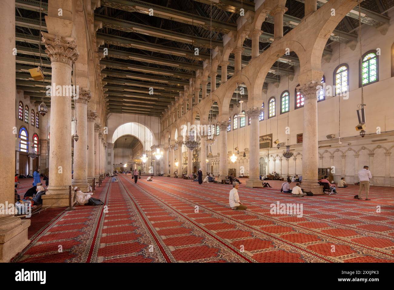 interior of prayer hall, Great Mosque of Damascus, Syria Stock Photo ...