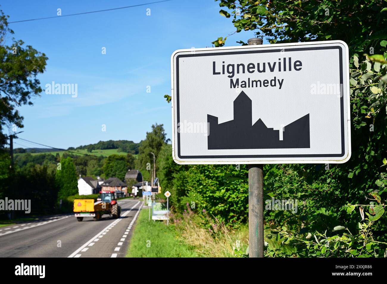 Road sign Ligneuville Stock Photo - Alamy