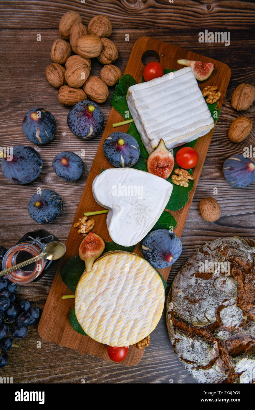 Selection of French cheeses from Normandy, AOP, Livarot, Neufchatel ...