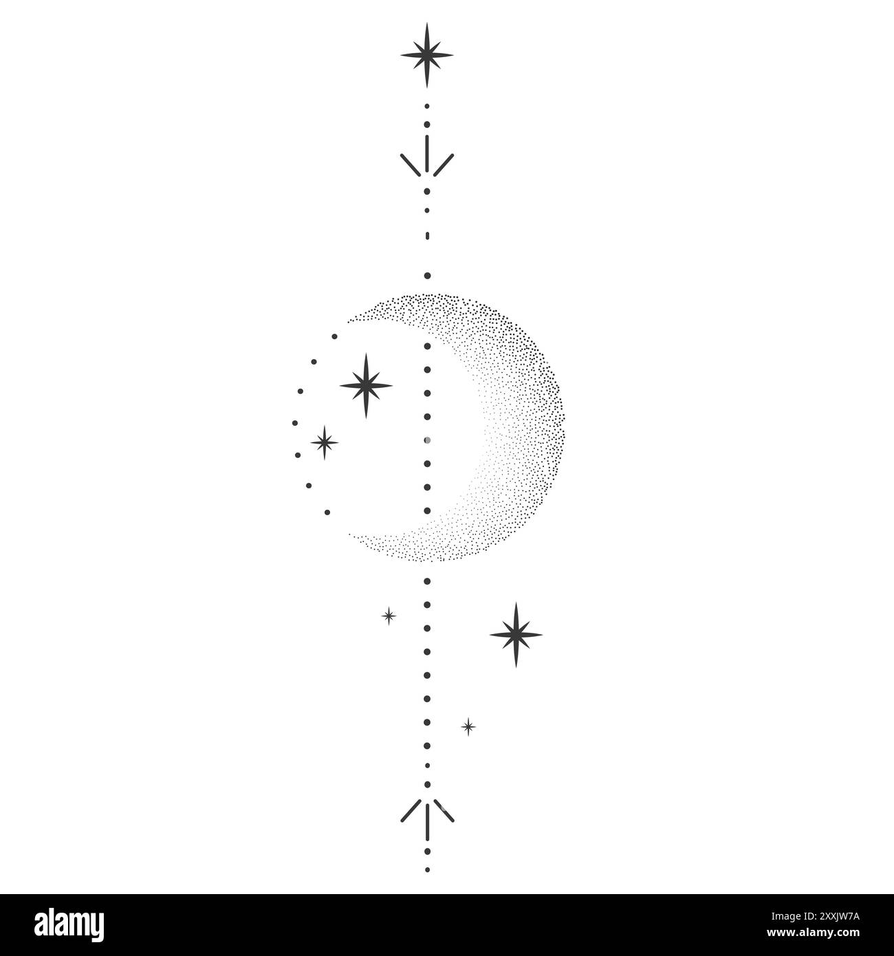 Mystic moon sand grain celestial astrology magic element with rays ...
