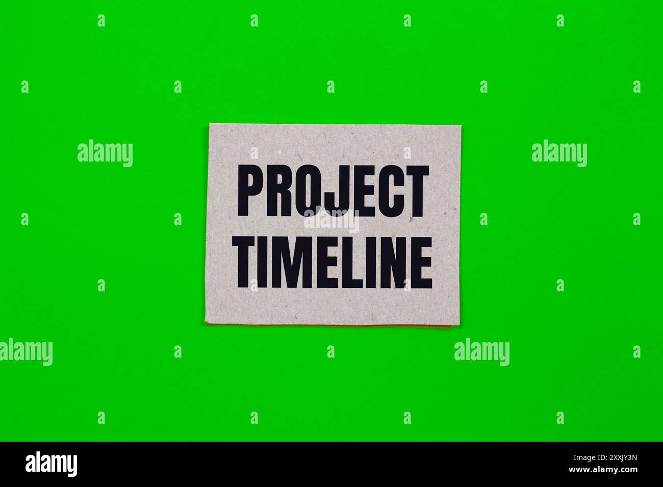 Project timeline message written on paper piece with green background ...