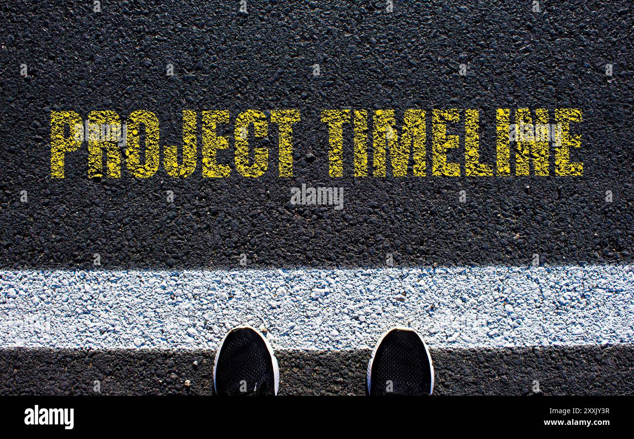 Project timeline message written on asphalt road. Conceptual project ...