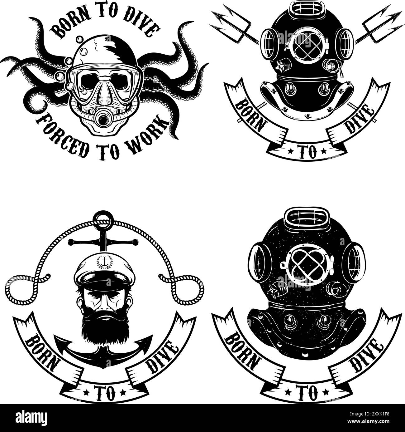 History of deep sea diving Stock Vector Images - Alamy