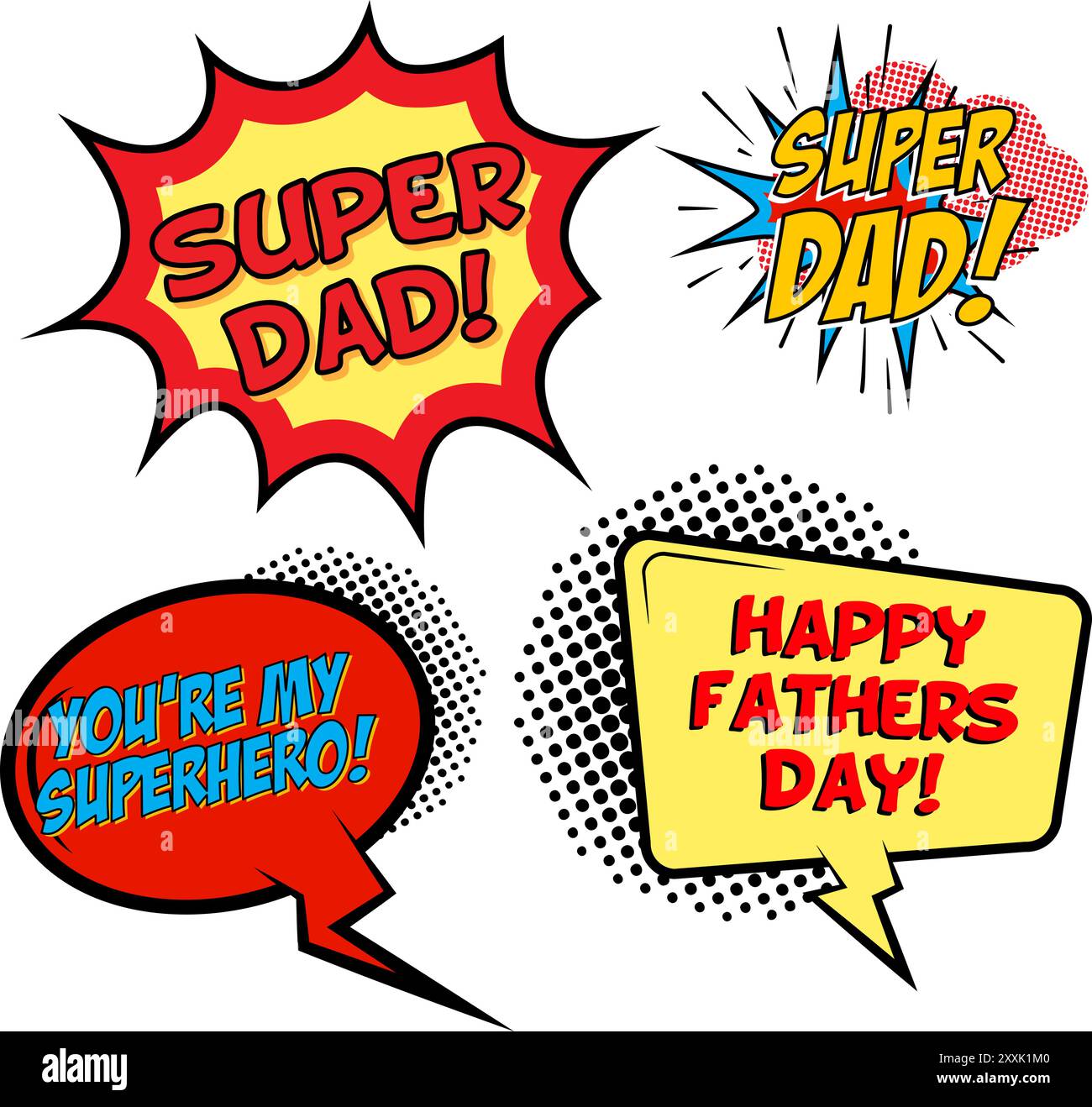 Set of comic style phrases for Dad Day. Cartoon style text. Vector ...