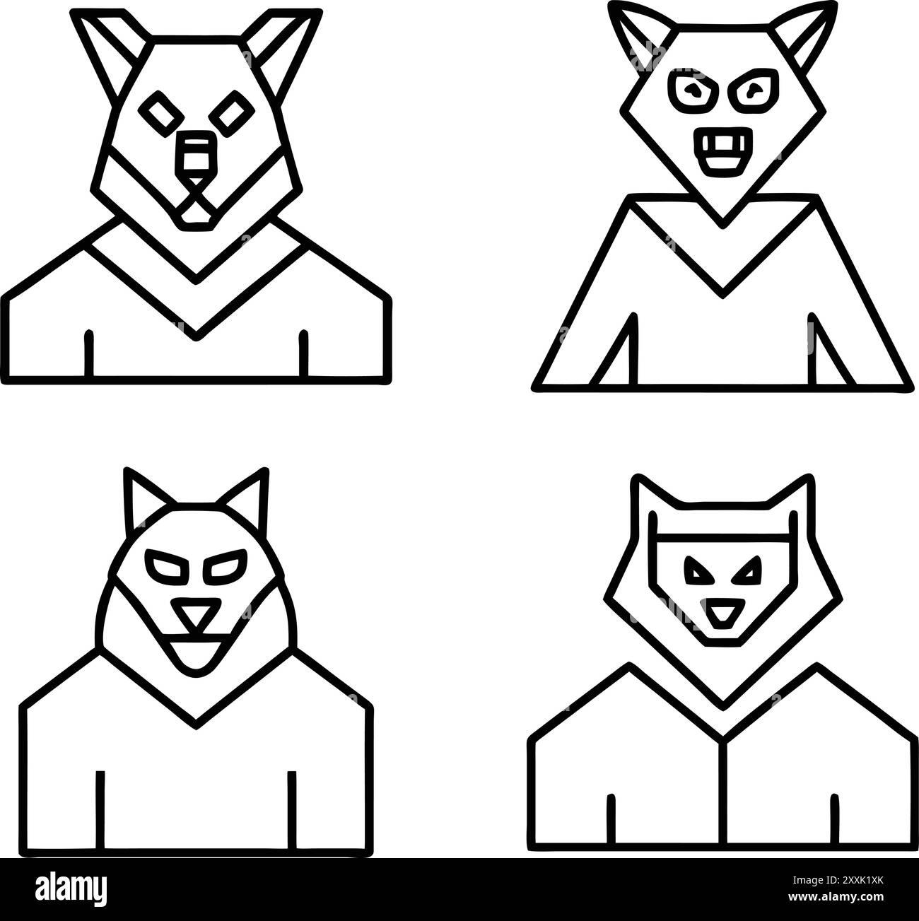 werewolf icon set. editable stroke outline icons set. vector ...