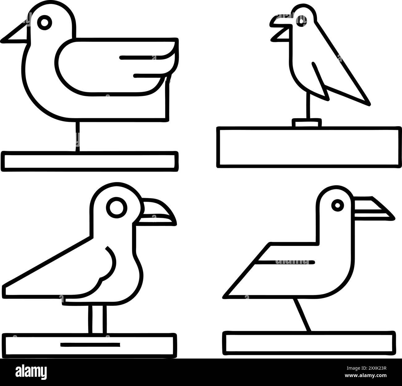 raven icon set. editable stroke outline icons set. vector illustration ...