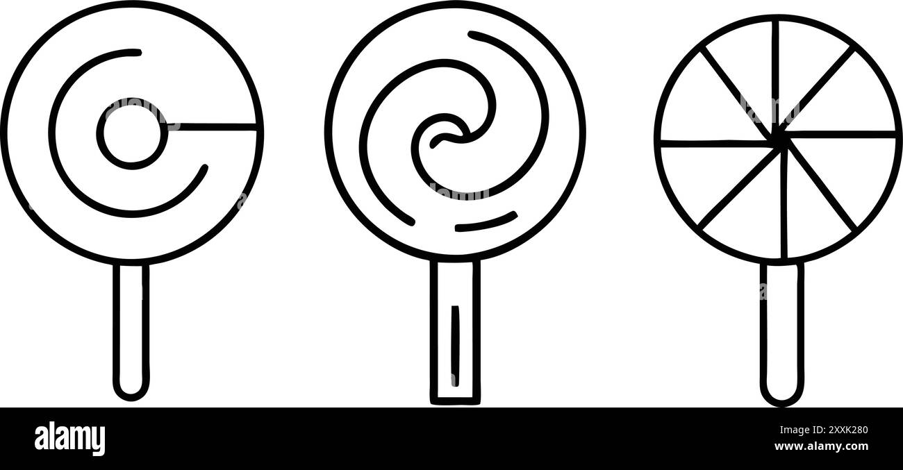 Rainbow swirl lollipop vector icon Black and White Stock Photos ...