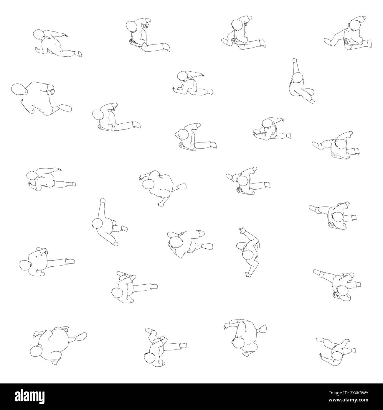 Outline of running people from black lines isolated on white background ...