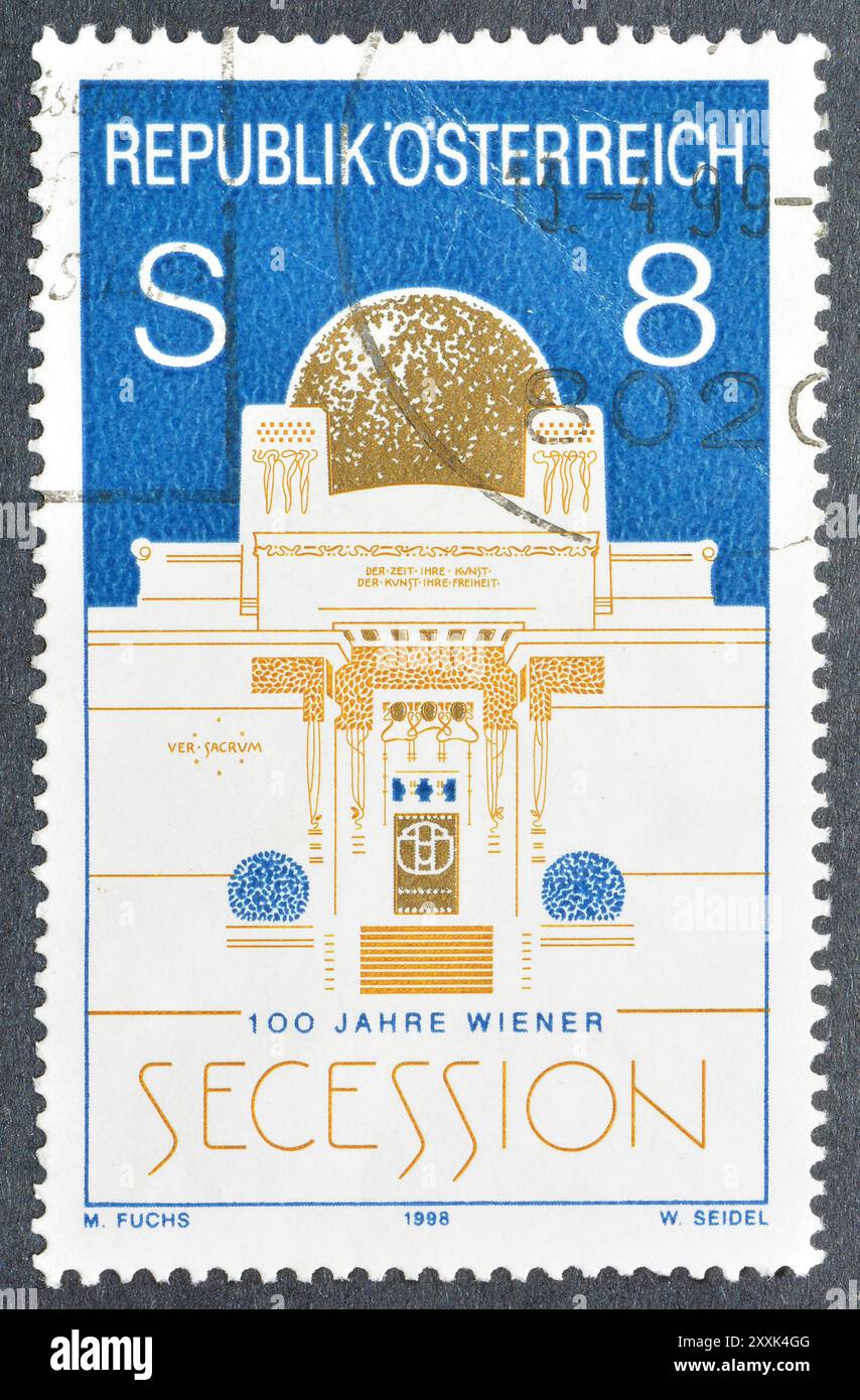 Cancelled postage stamp printed by Austria, that celebrates Centenary ...
