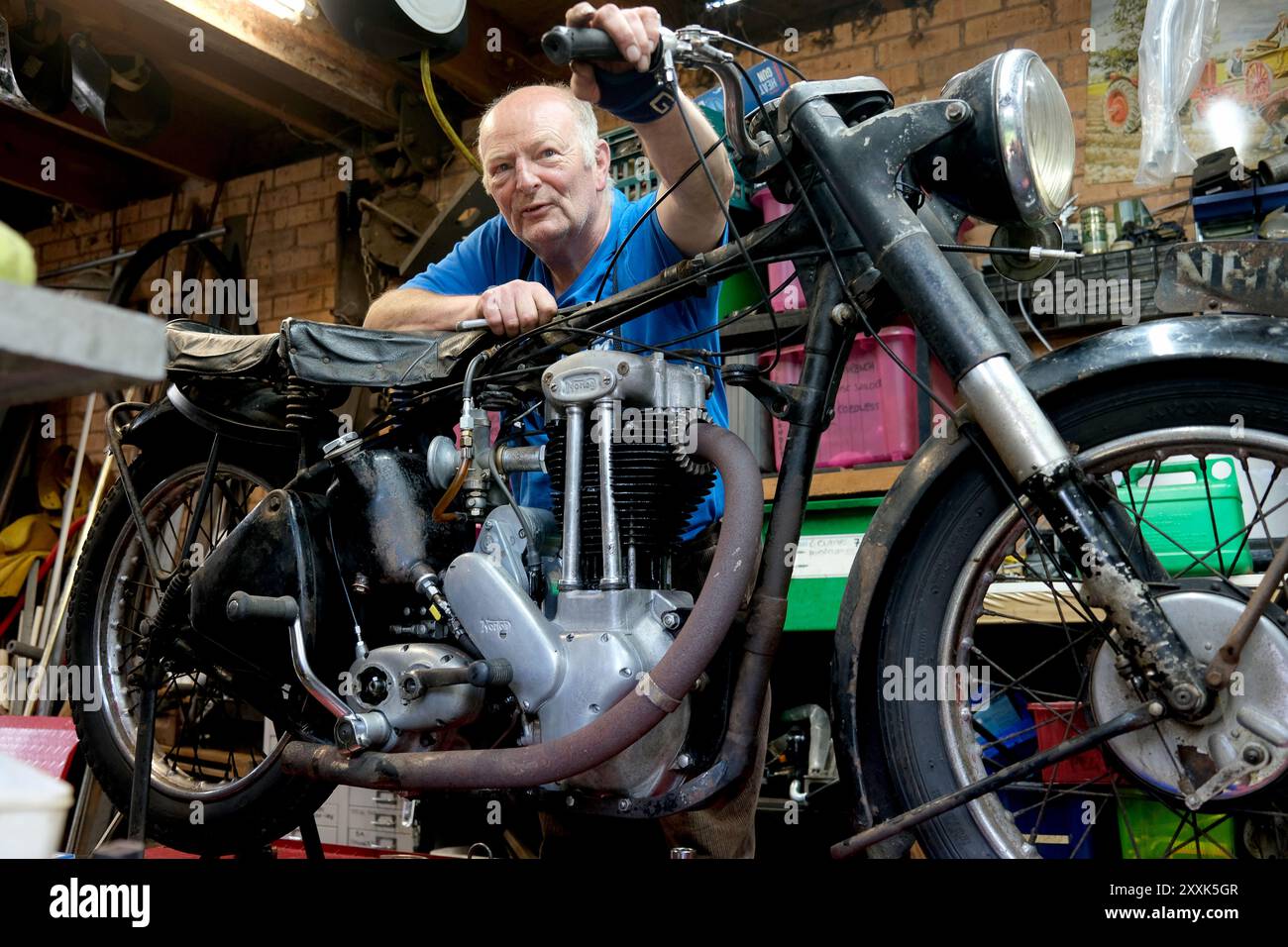 Phil Wilson vintage motorcycle engineer restorer Ironbridge, England ...