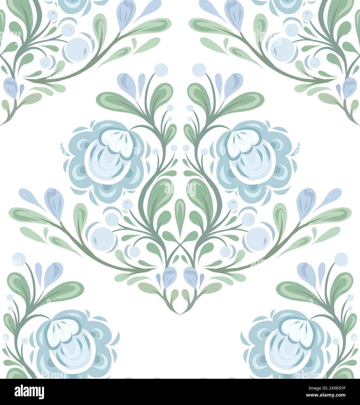 Decorative vector Slavic pattern with bouquet of blue flowers. Folk ...