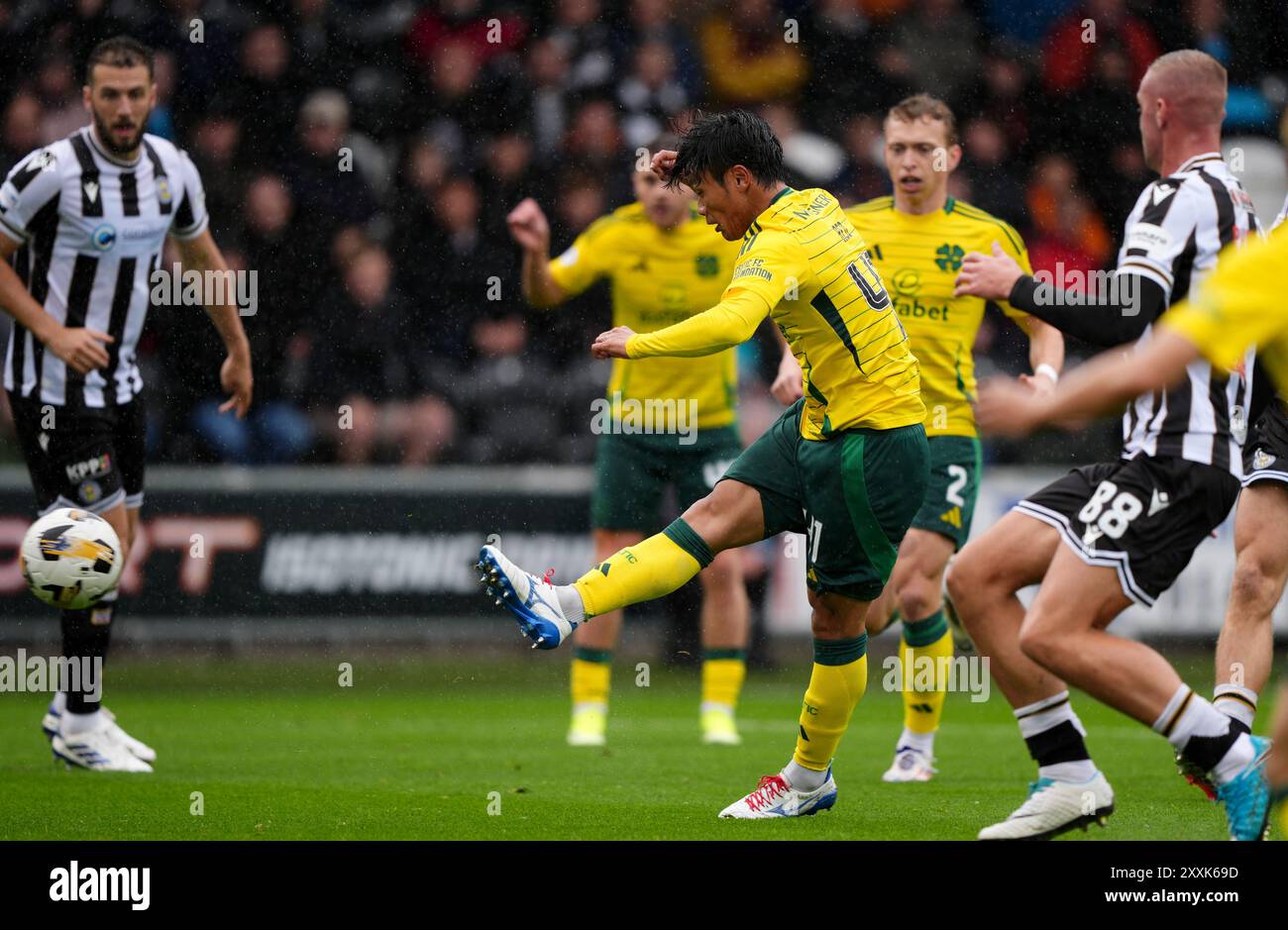 Celtic's Reo Hatate has a shot on goal during the William Hill ...