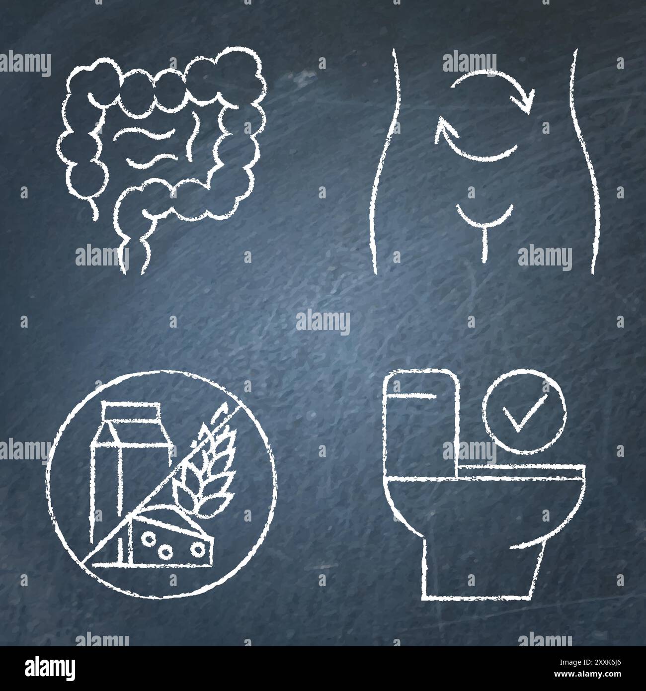 Healthy digestion neon icon set. Human intestine, metabolism, allergens ...