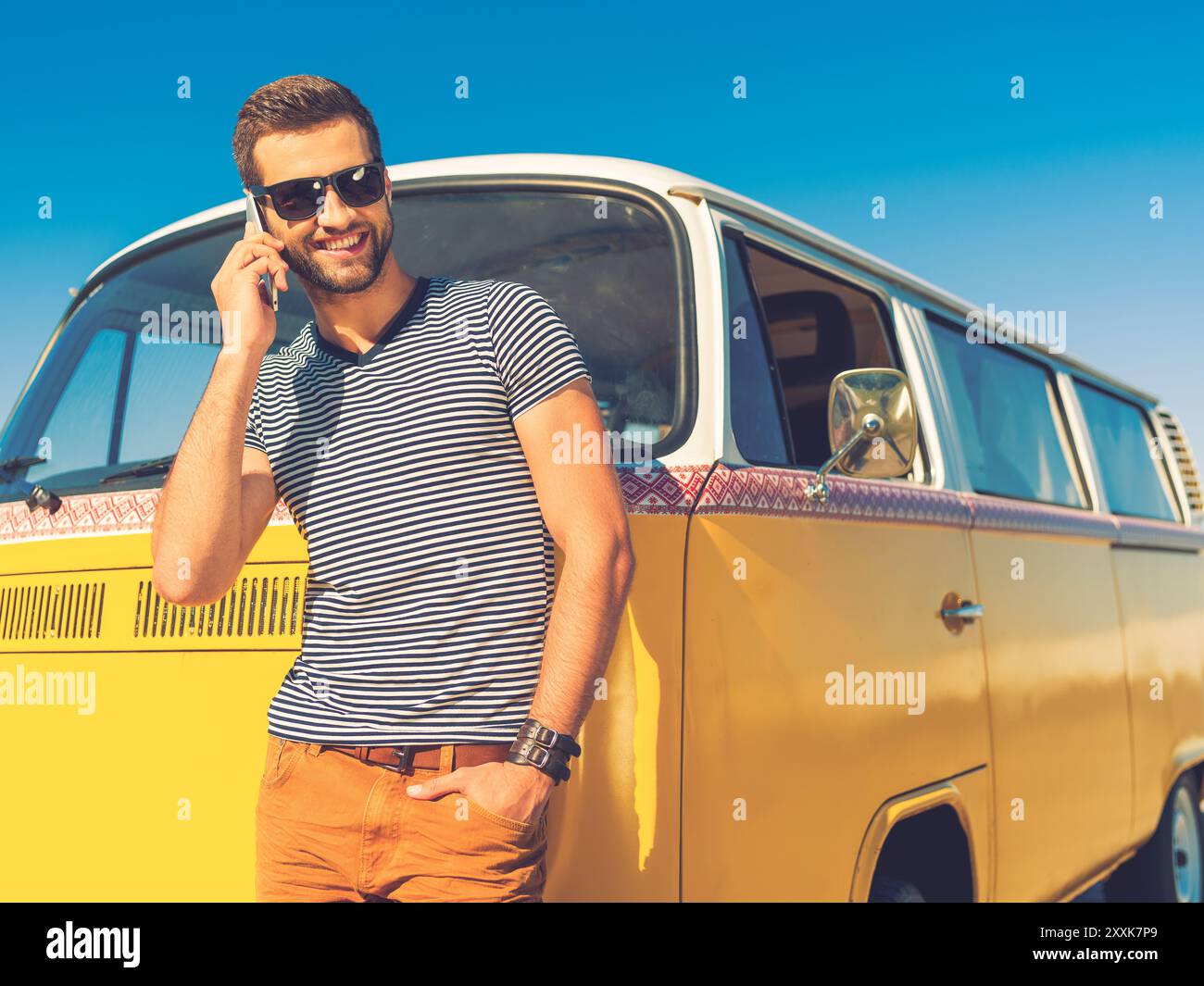 Hipster friends driving van hi-res stock photography and images - Alamy