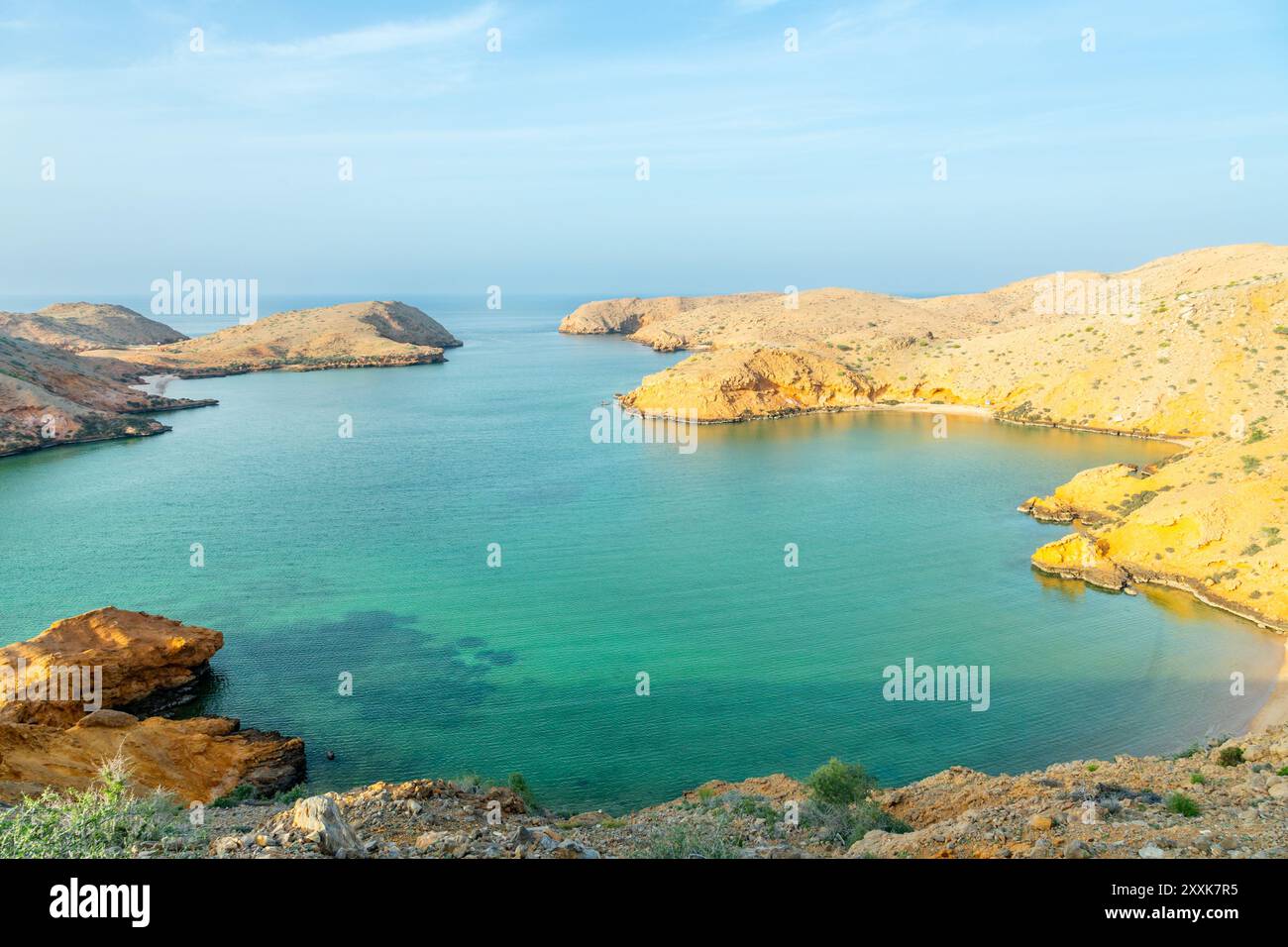 Bandar Al Khairan omani fjord lagoon with sandy beaches, islands and ...
