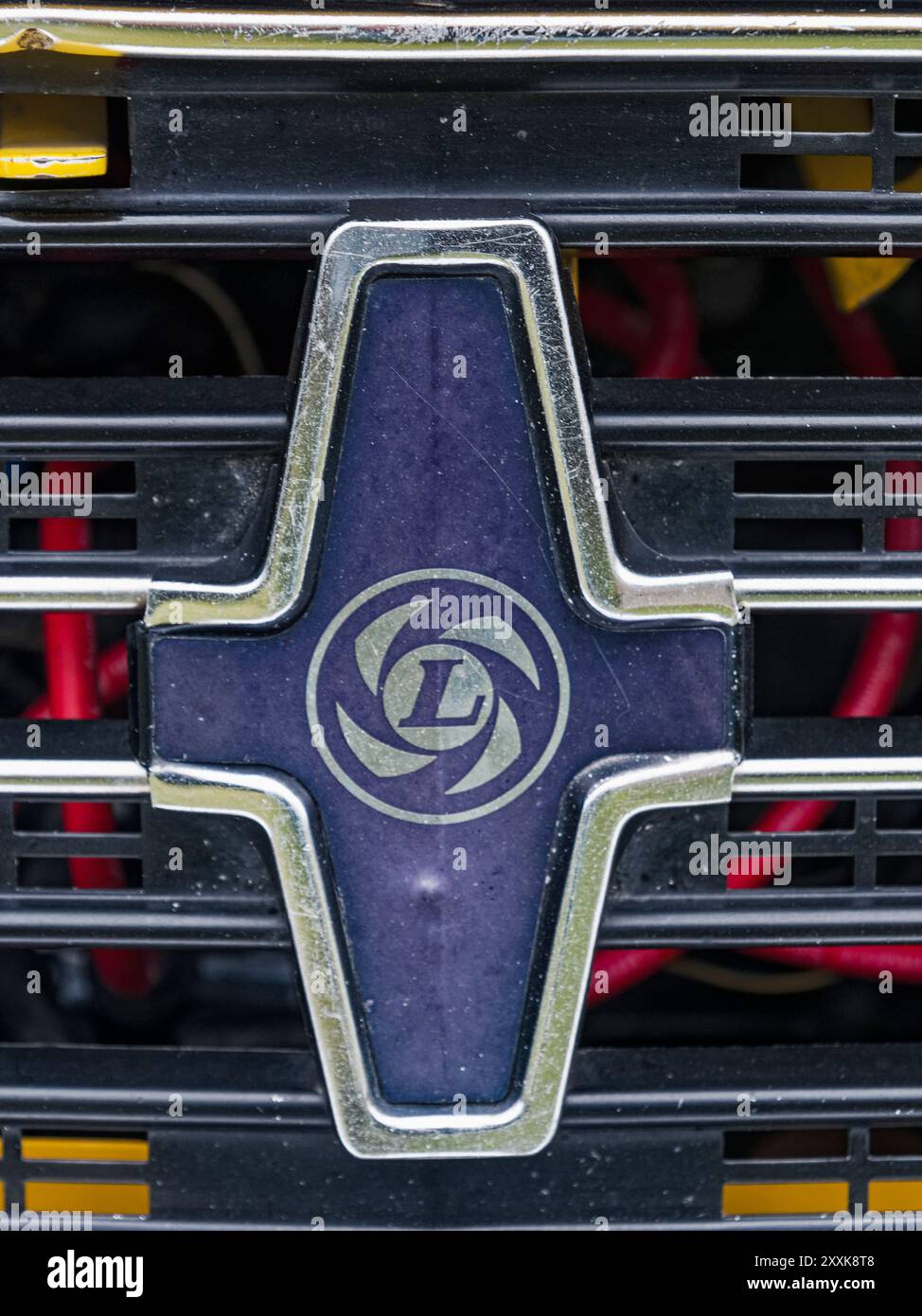 Leyland logo on grill of old car Stock Photo - Alamy