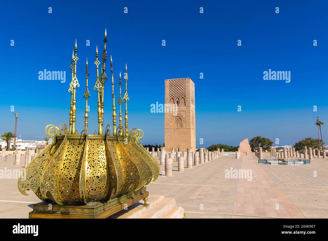 At Rabat Morocco, On 04, august, 2024, Hassan tower , the minaret of an ...