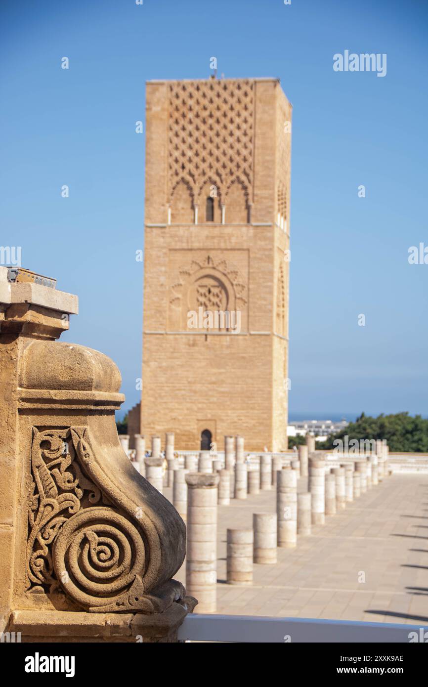 At Rabat Morocco, On 04, august, 2024, Hassan tower , the minaret of an ...