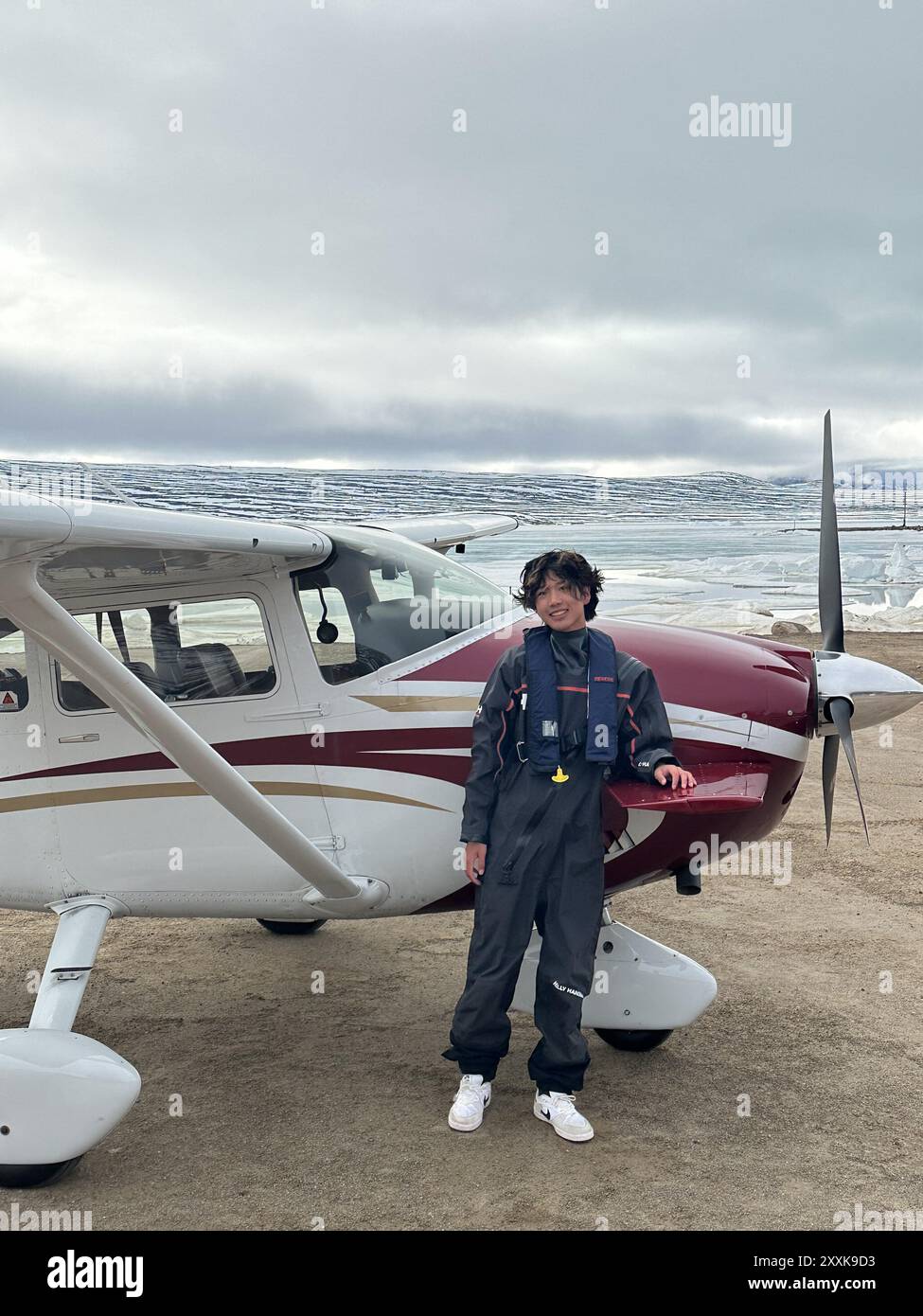 Doha. 25th Aug, 2024. Ethan Guo is seen the Arctic Circle during his ...
