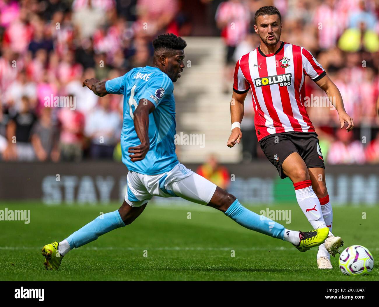 Southampton's Taylor Harwood-Bellis and Nottingham Forest's Ibrahim ...