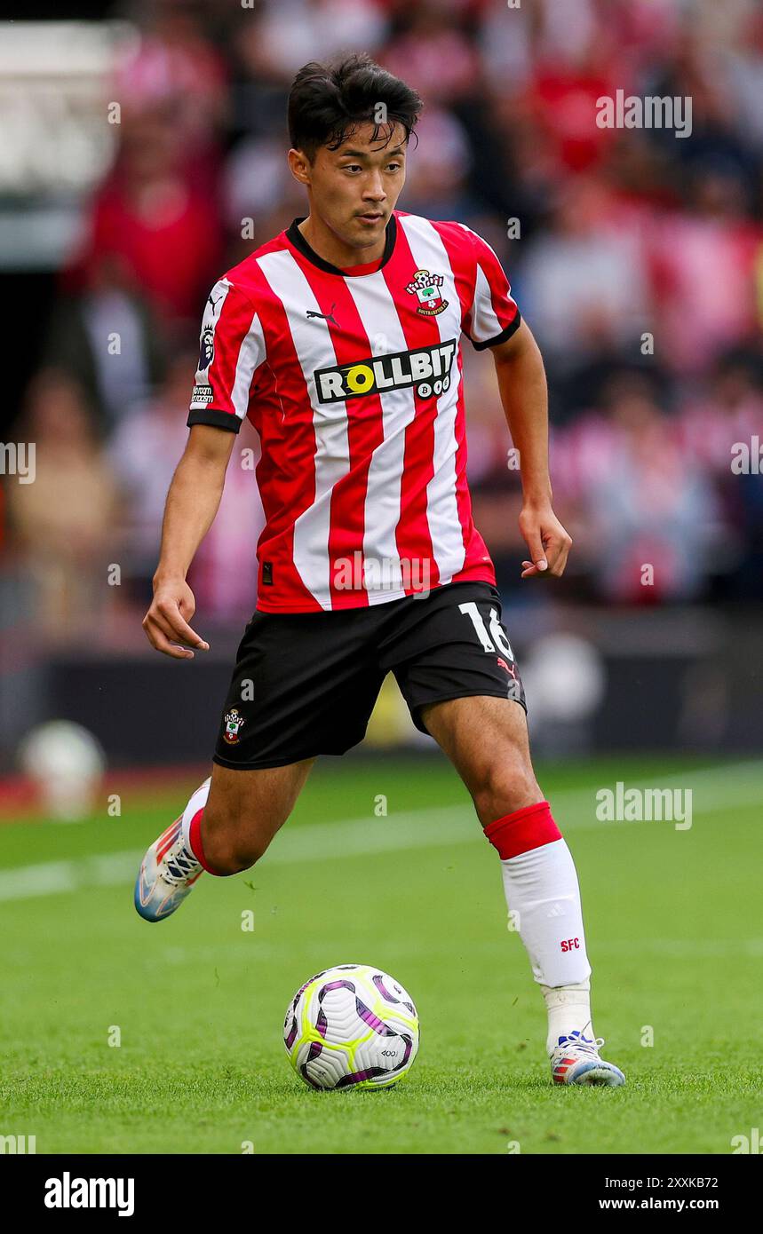 Southampton's Yukinari Sugawara in action during the Premier League ...