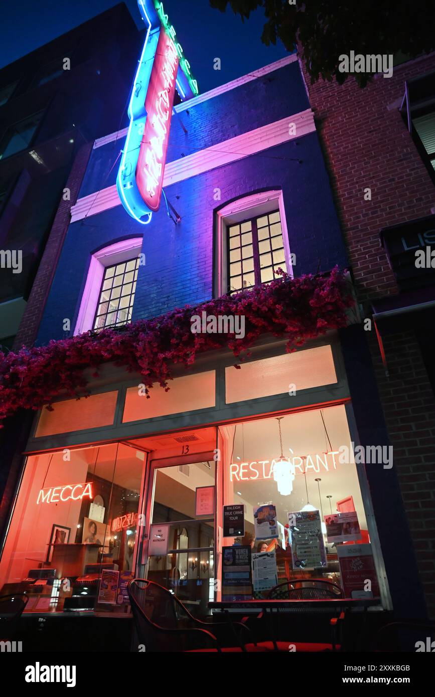 Outside the Mecca Restaurant in downtown Raleigh, NC, where little has ...