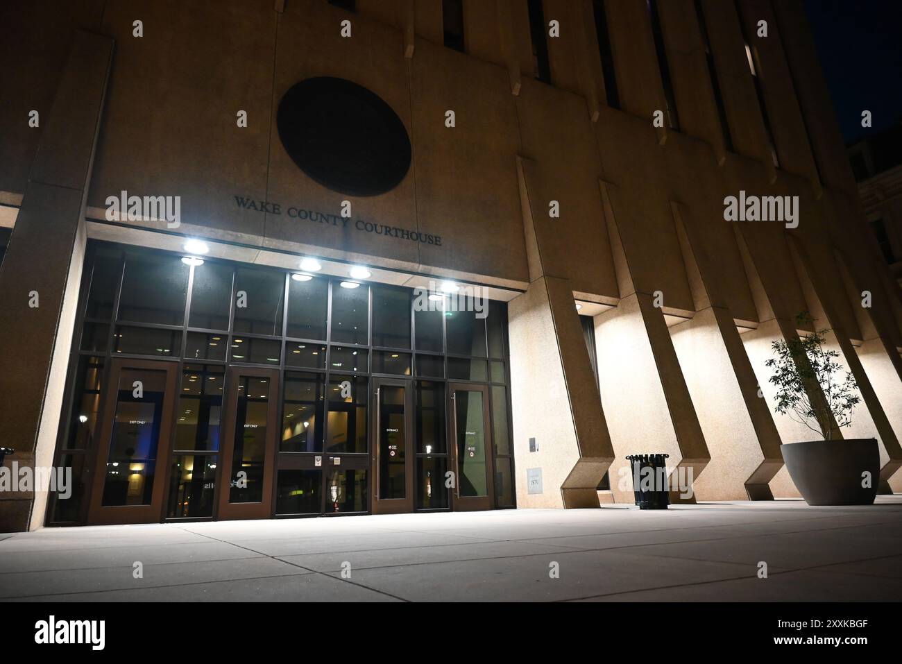 Entrance to the Wake County Courthouse at night, Raleigh, NC Stock ...