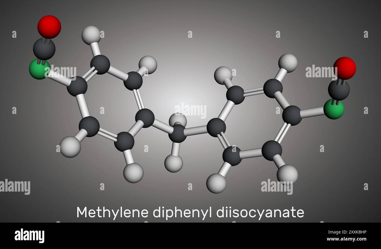 Methylene diphenyl diisocyanate, MDI molecule. It is core component in ...
