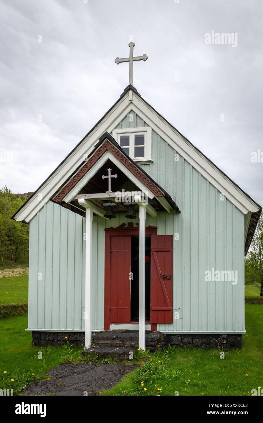 Skogakirkja traditional Icelandic wooden church in Skogar Open Air ...