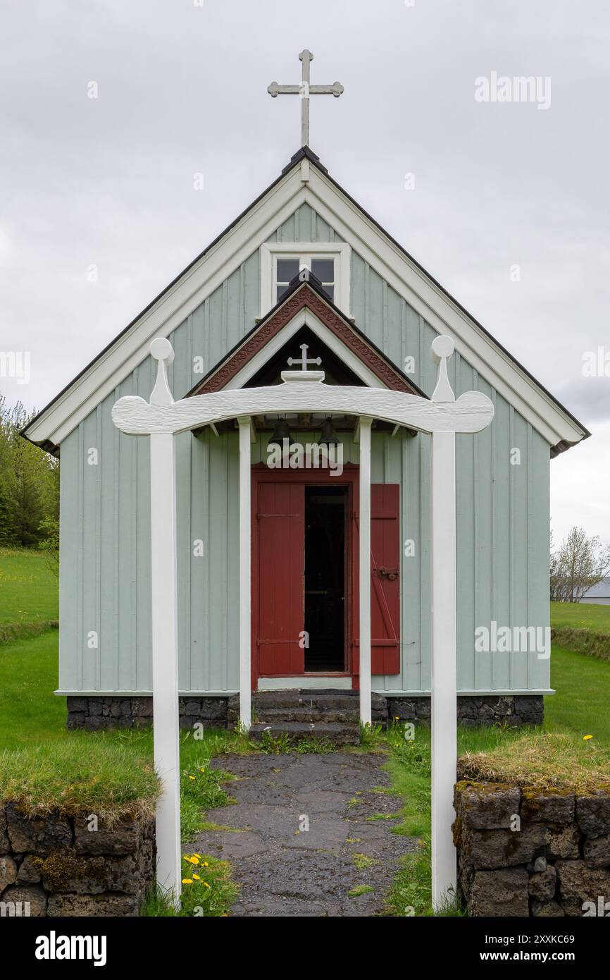 Skogakirkja traditional Icelandic wooden church in Skogar Open Air ...