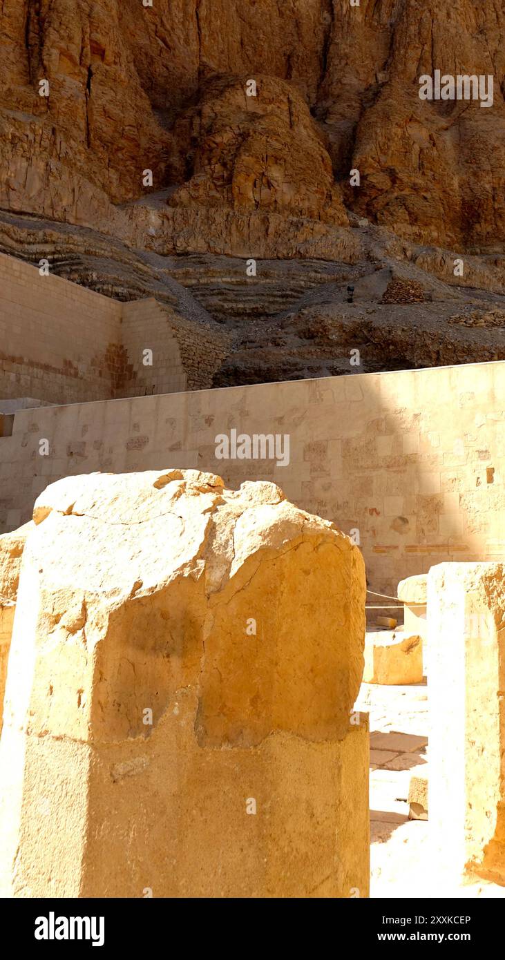 Visitors admire the ancient architecture of Hatshepsut’s Mortuary ...