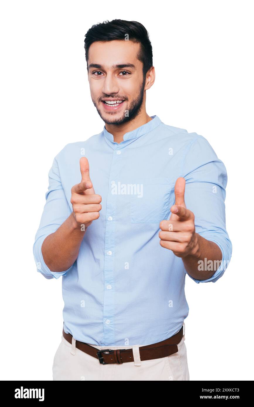 Indian adult man finger pointing hi-res stock photography and images ...
