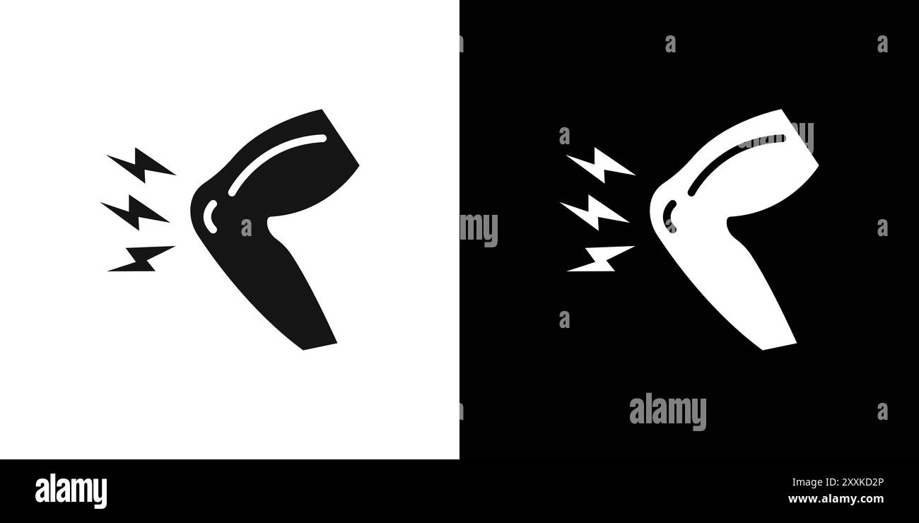 Acute knee pain icon logo sign vector outline in black and white color ...