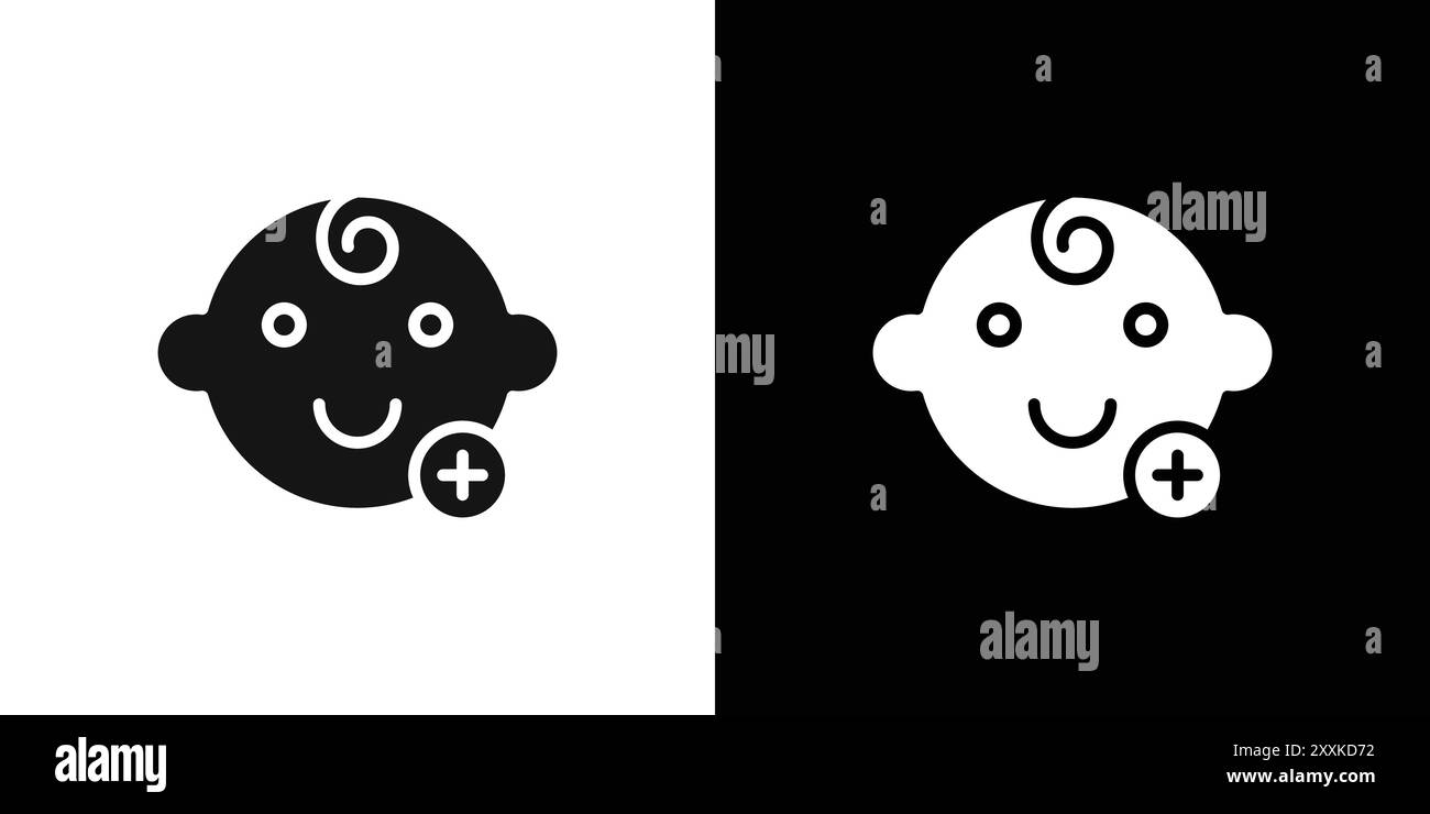 Adding a new birth icon logo sign vector outline in black and white ...