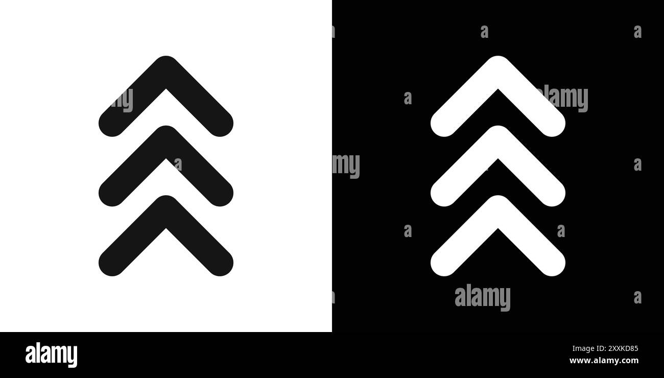 Arrow chevron icon logo sign vector outline in black and white color ...