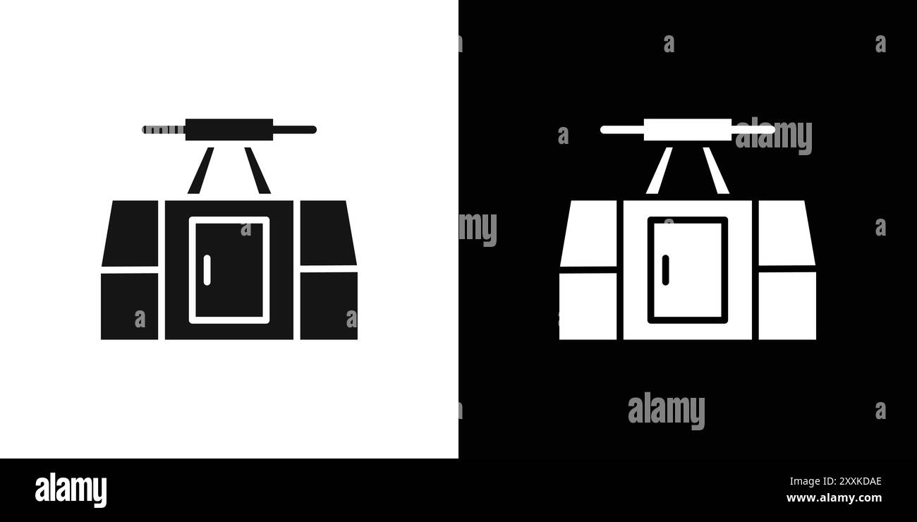 aerial tramway icon logo sign vector outline in black and white color ...