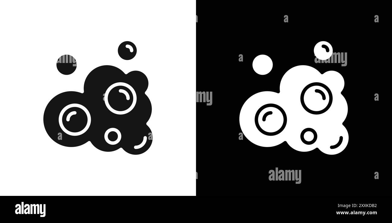 Bubbles and foam icon logo sign vector outline in black and white color ...