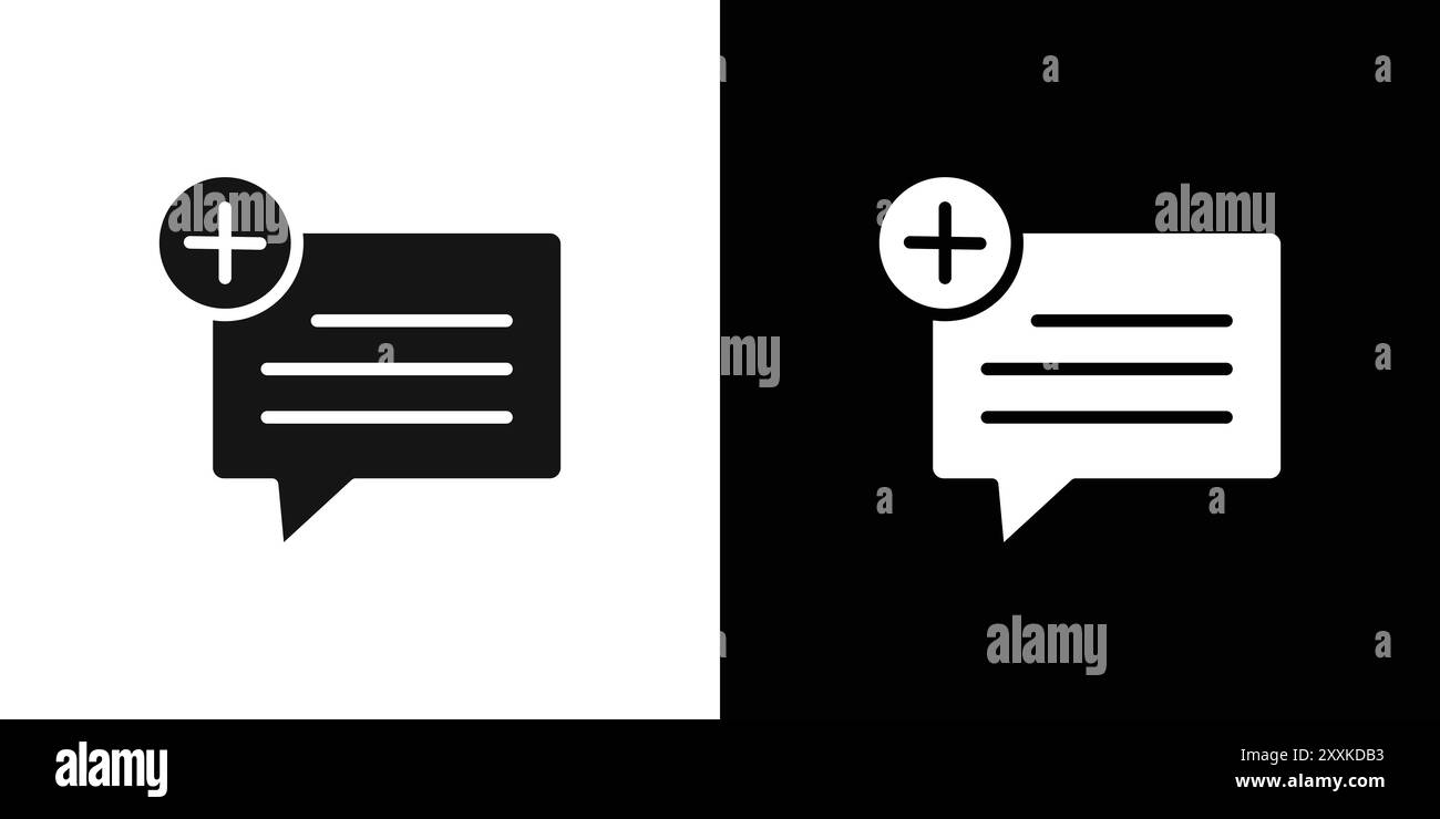 Add chat icon logo sign vector outline in black and white color Stock ...