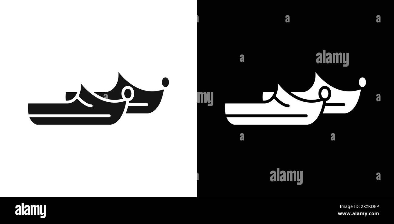Arabian khussa icon logo sign vector outline in black and white color ...