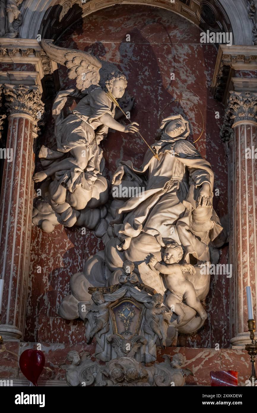 Ecstasy of St. Teresa (1697) sculpture by Heinrich Meyring in Church of ...