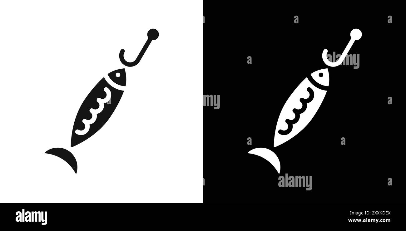 Bait Fishing Minnow icon logo sign vector outline in black and white ...