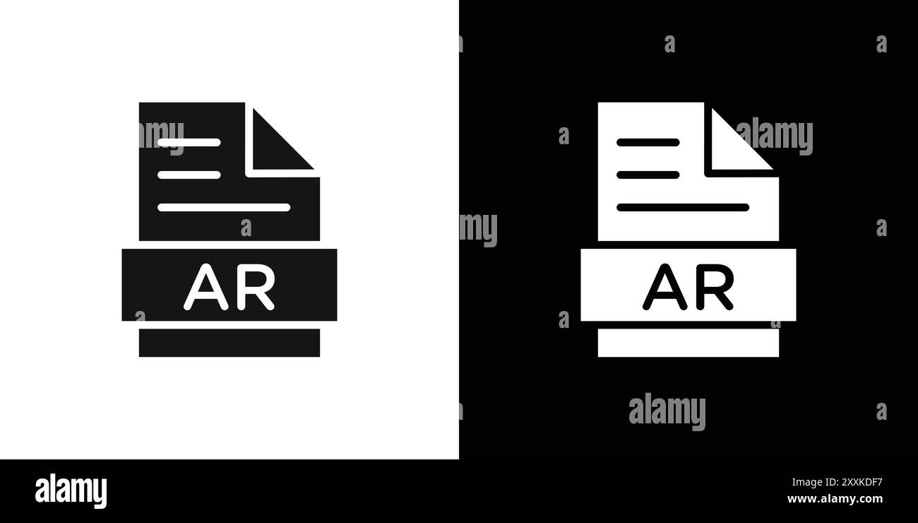AR File Document Icon logo sign vector outline in black and white color ...