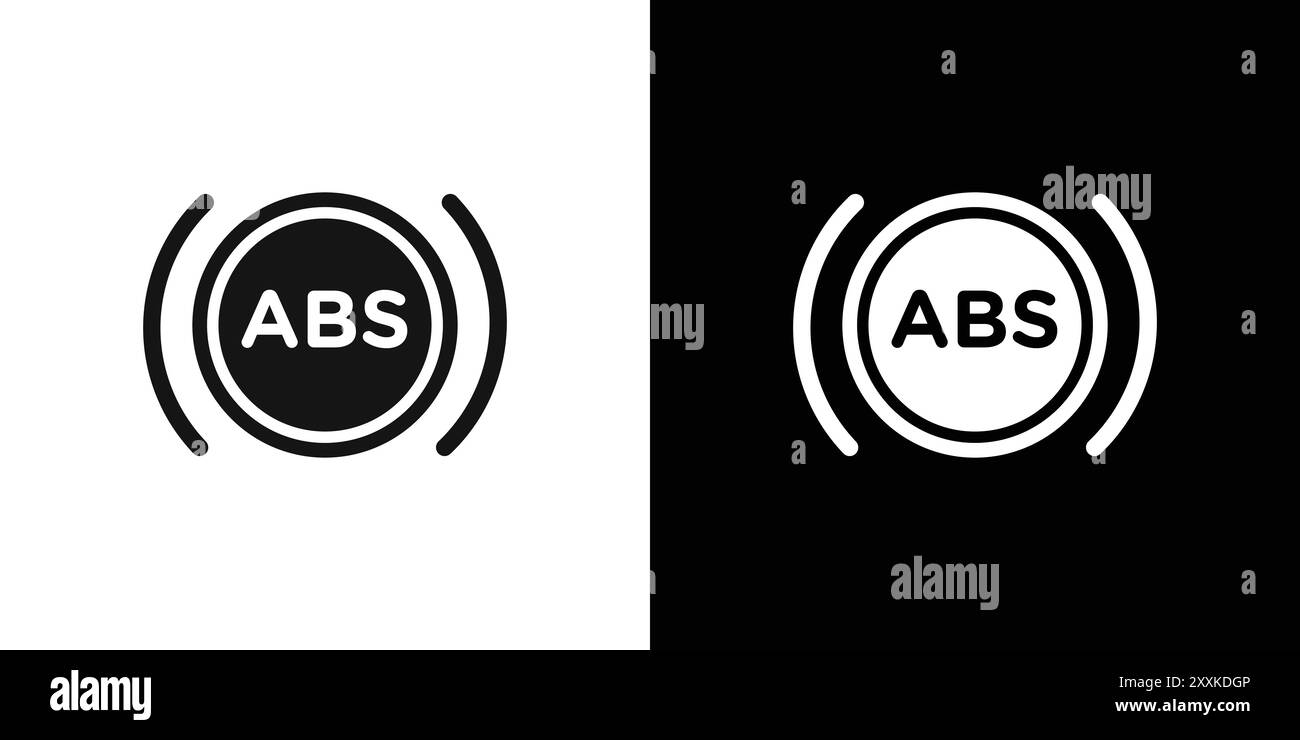 Automotive ABS icon logo sign vector outline in black and white color ...