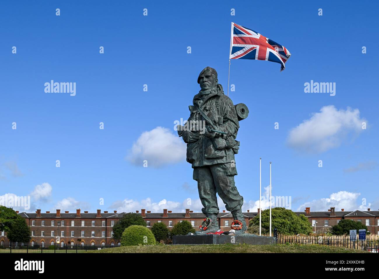 Yomper statue in front of the entrance to the former Royal Marines ...