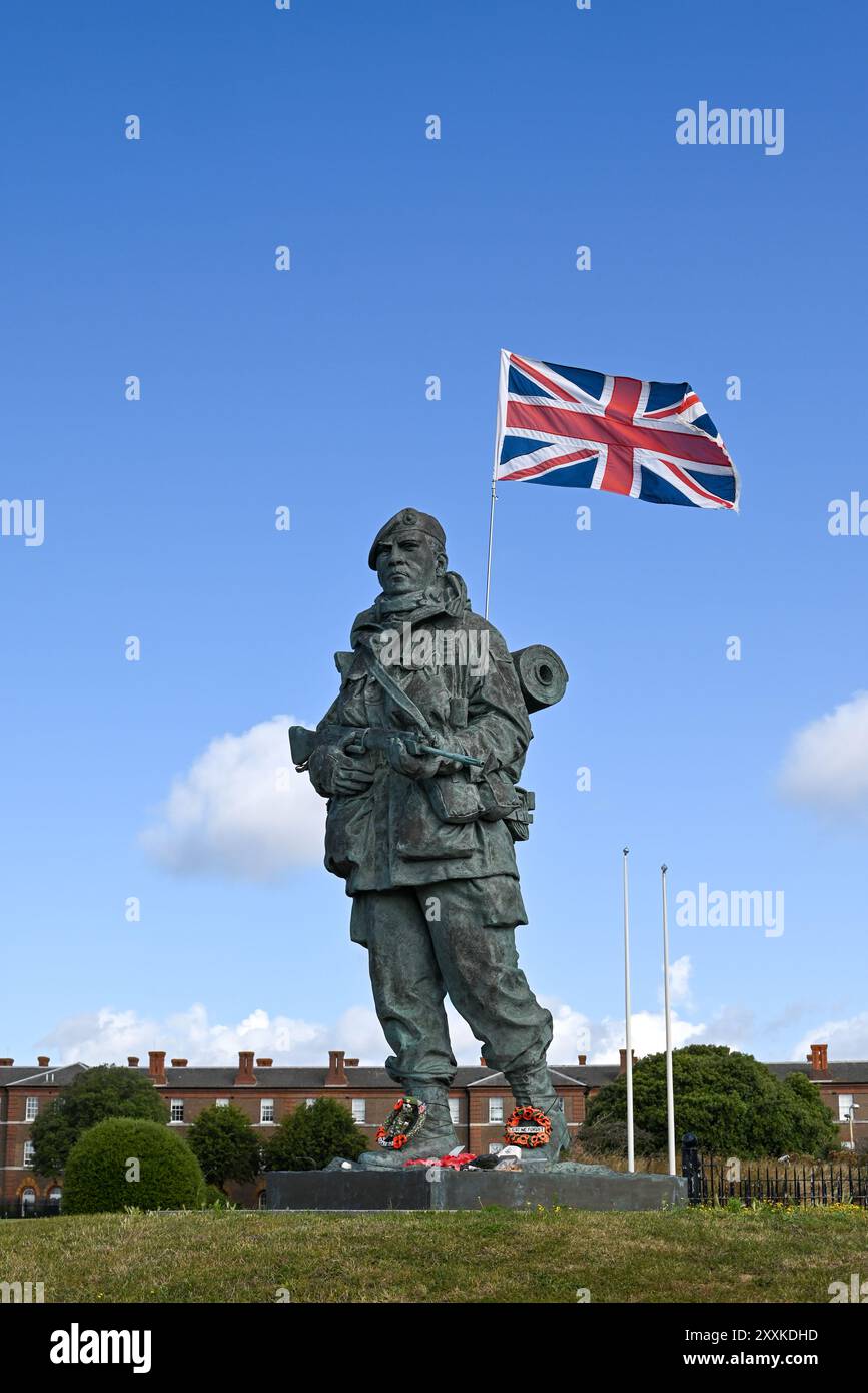 Yomper statue in front of the entrance to the former Royal Marines ...
