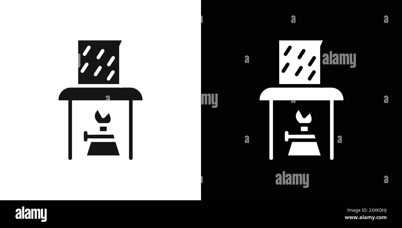 burner boiling chemical icon logo sign vector outline in black and ...